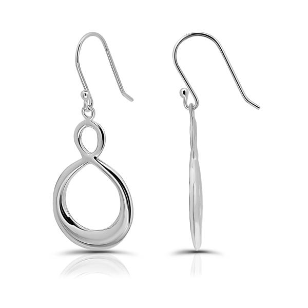 商品名: スターリングシルバーインフィニティ図8ダングルイヤリング Hoops &amp; Loops 925 Sterling Silver Infinity Eternity Figure Eight 8 Polished Twiste...