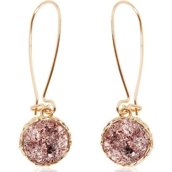 商品名Humble Chic レディース 人工石 アップサイドダウン ロングフープドロップピアスHumble Chic Simulated Druzy Threaders, Boho Glitter Upside-Down Long Hoo...