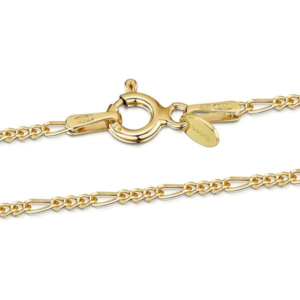 商品名[Amberta] 金メッキ スターリングシルバー925 フィガロチェーン ネックレス 幅1.5mm 長さ 36~60 cm (45cm)Amberta 18K Gold Plated on Sterling Silver 1.5 m...
