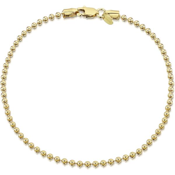 商品名Amberta 金メッキ スターリングシルバー925 ボールチェーン ブレスレット 幅2mm 長さ 18 19 cm (18cm)Amberta Women's 18K Gold Plated 925 Sterling Silver ...