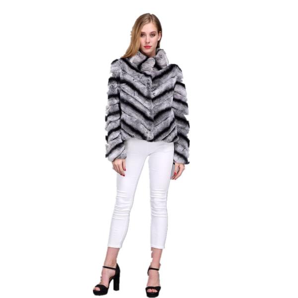 商品名: lvcomeff OUTERWEAR レディース カラー: ブラック LVCOMEFF Lady Genuine Rex Rabbit Fur Chinchilla Outwear Plus size Coat Women Jac...