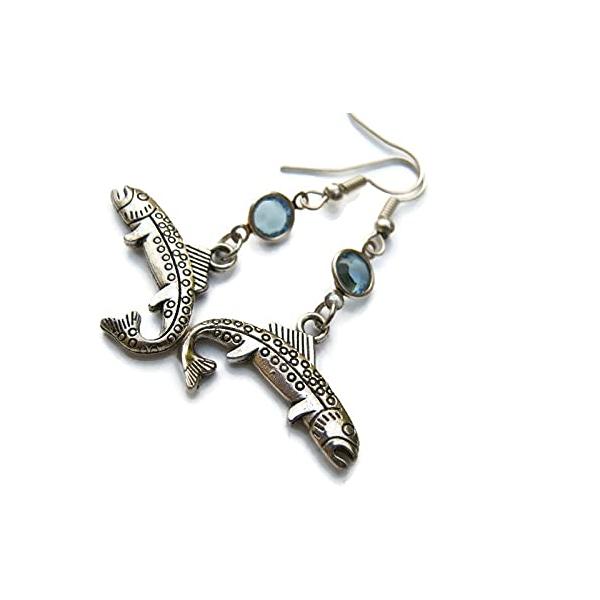 商品名Big Fish Birthstone Earrings, Personalized Nautical Earrings, Fishing Earrings, Salmon Walleye Jewelryブランド：Abundant E...