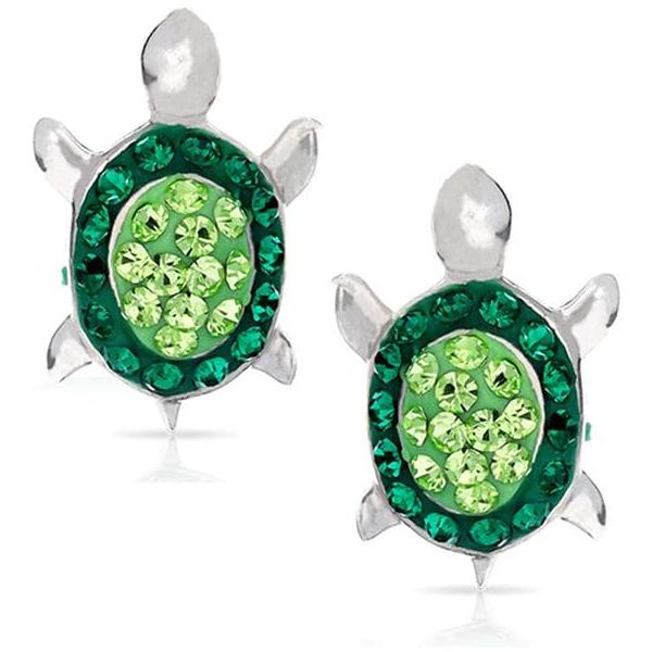 商品名ピアス -グリーンクリスタルベビーウミガメピアスセット、錆びない925スターリングシルバー、女性、女の子、子供向けのナチュラル＆低アレルギー性スタッドBLING BIJOUX Green Crystal Baby Sea Turtle...