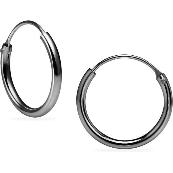 商品名エンドレスフープイヤリングスターリングシルバー   シン12 mm 4色で利用可能。。。Endless Hoop Earrings Sterling Silver   Rhouium Flashed 12mm x 1mmブランド：Si...