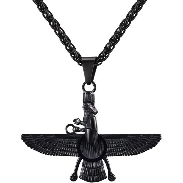 商品名U7 フラワフル フラワシ ペンダント&amp;amp;チェーン ゾロアスター教ジュエリー アフラマズダのシンボル イランペルシャギフトネックレスU7 Ancient Symbol Necklace for Men Women Ion...