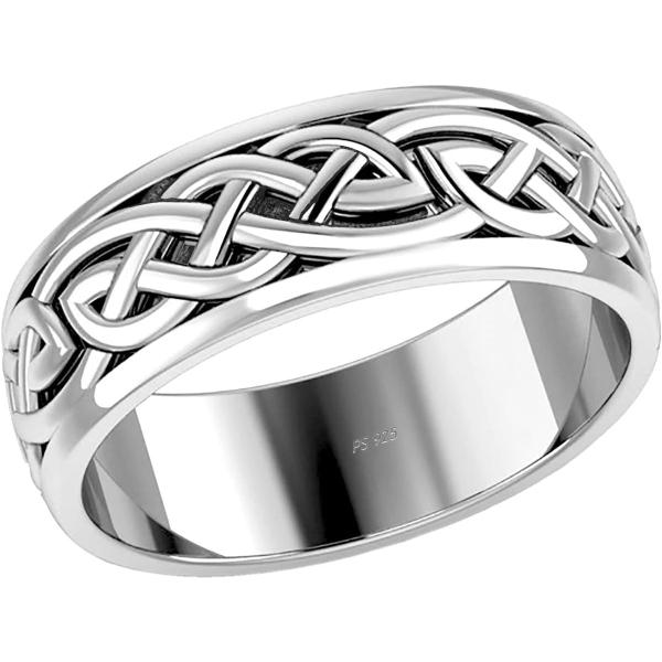 商品名メンズ 0.925スターリングシルバー 10mm アイルランドケルトノット 結婚指輪, シルバーUS Jewels Men's 925 Sterling Silver Irish Celtic Knot Wedding Spinner...