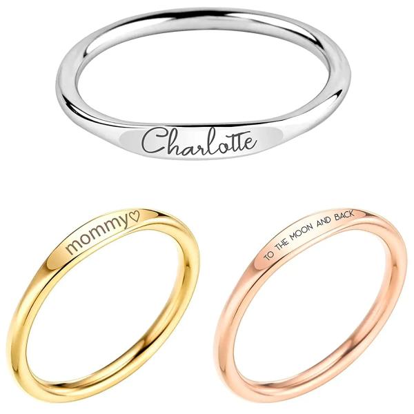 商品名Custom Name Ring for Women Christmas Personalized Gift Mom Ring Personalized Stacking Dainty Engraved Matching Friend...