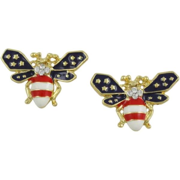 商品名Patriotic赤、白、青Bee earringLilylin Designs Patriotic Red White and Blue Small Hypoallergenic Bee Stud Earringブランド：Lilyl...