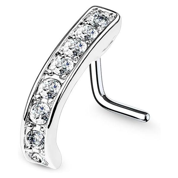 商品名Dynamique チャネルセット キュービックジルコニア 鼻 クローラー 316L サージアル スチール L ベンド 鼻 スタッドリングDynamique Channel Set CZ Nose Crawlers 316L Surg...