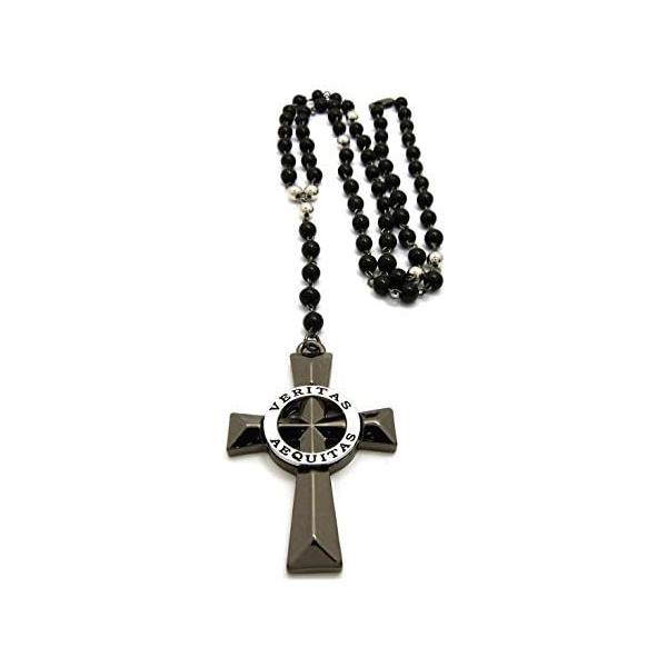 商品名Shiny Jewelers USA メンズ VERITAS AQUITAS CROSS BOONDOCK SAINTS ペンダント ガラスストーン ビーズ ロザリオネックレス, 金属, 宝石なしShiny Jewelers USA ...