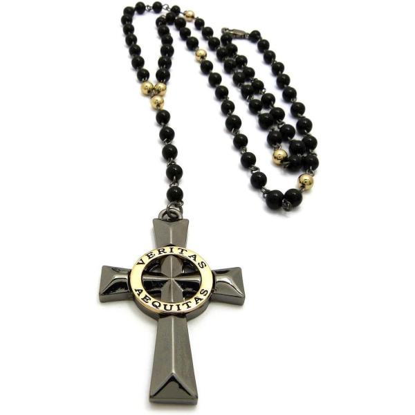 商品名Shiny Jewelers USA メンズ VERITAS AQUITAS CROSS BOONDOCK SAINTS ペンダント ガラスストーン ビーズ ロザリオネックレス, 金属, 宝石なしShiny Jewelers USA ...