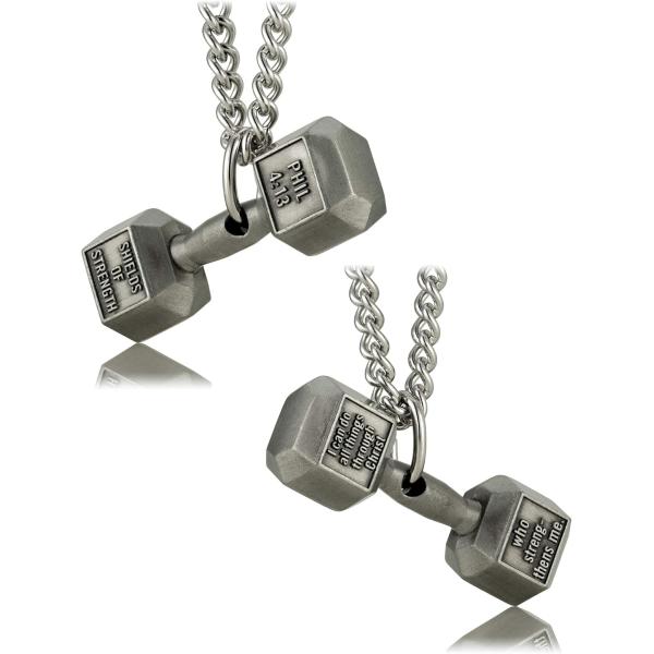 商品名メンズアンティーク仕上げダンベルnecklace-phil 4 : 13-"" Pat"" No。d710,241Shields of Strength Men's Antique Finish Dumbbell Necklace -...