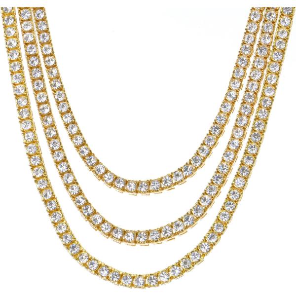 商品名Metaltree98 メンズ 4mm 16インチ 18インチ 20インチ トリプルセット テニスチェーン ファッション 人工ダイヤモンド ネックレス (ゴールドトーン)metaltree98 Men's 4 mm 16"" 18""...