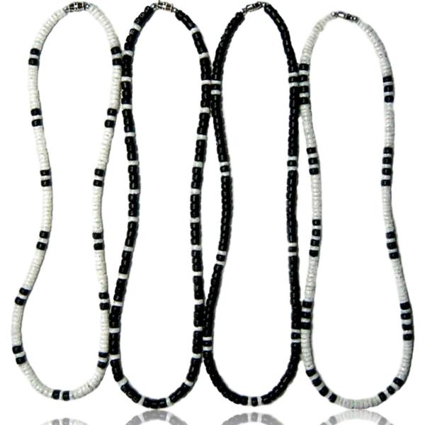 商品名Native Treasure - メンズ プカシェルとココビーズサーファーネックレス #2-5mm (3/16インチ) 4個セット, シェル, 宝石なしNative Treasure 17"" Set of 4 Mens and W...