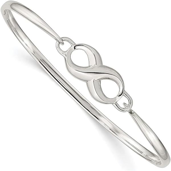 商品名925スターリングシルバー インフィニティ バングル ブレスレット カフ 拡張可能 スタッカブル フッククラスプ ファインジュエリー 女性へのギフトに, 7 inches, スターリングシルバー925 Sterling Silver ...