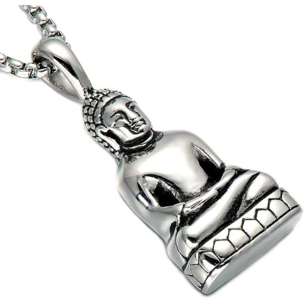 商品名sinleo Men 'sステンレススチール瞑想チベットBuddhaペンダントネックレスAmitabha Amulet宗教ジュエリーSINLEO Men's Stainless Steel Meditation Tibetan Bud...