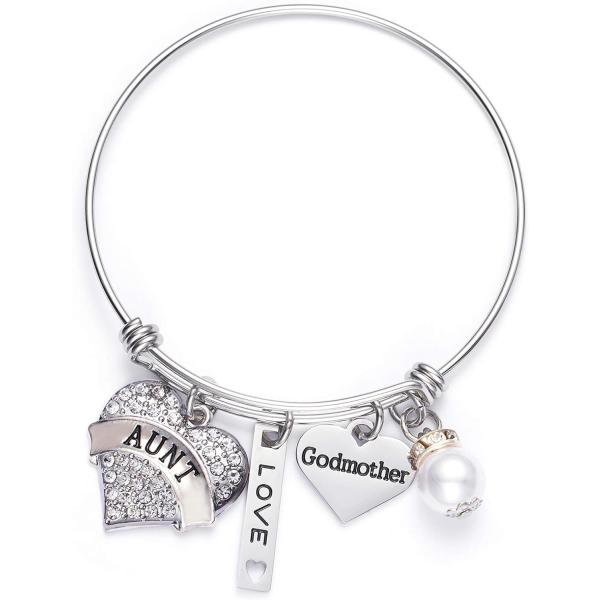 商品名叔母バングルGodmotherブレスレットジュエリーギフトGodmothers新しいAuntバングルチャームブレスレットLParkin Godmother Gift Bangle Bracelets Godmothers Propos...