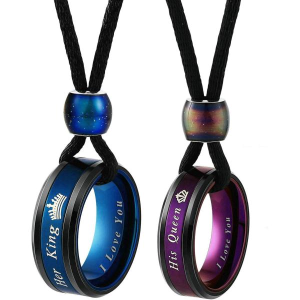 商品名Aeici カップルネックレス 彼と彼女用 ステンレススチール His Queen Her King クラウンペンダントネックレス 男女兼用Aeici Matching Couples Necklaces, Boyfriend Gir...