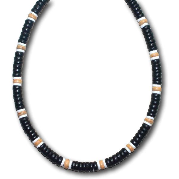 商品名ネイティブTreasure   メンズブラックCocoビーズホワイトPukaシェルネックレス   8 mm (5 / 16インチ)Native Treasure - 22"" Mens and Womens Black Coco Be...