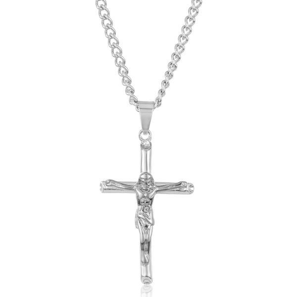 商品名Crucible Jewelry メンズステンレススチール十字架クロスペンダントネックレス 24インチ ホワイトWest Coast Jewelry Men's Stainless Steel Crucifix Cross Penda...