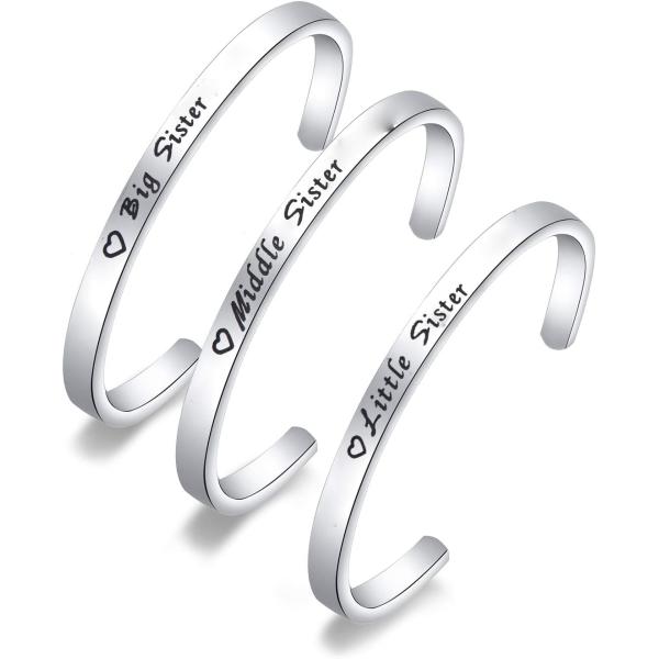商品名feelmem Big Sis Middle Sis Little Sis Sisterカフバングルブレスレット、中央Big Sister、姉、妹ブレスレット家族、友人ギフトレディースガールズFEELMEM Big Sis Middl...