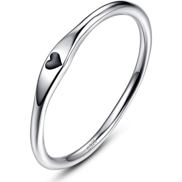 商品名aveconソリッド925スターリングシルバーシンプルCarveハートシェイプウェディングバンドスタッカブルプロミスリングfor HerAVECON 925 Sterling Silver Simple Carve Heart Wed...