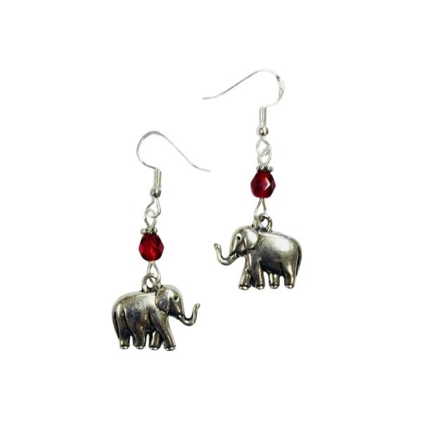 商品名Elephant Earrings with Red Crystal Accent Beads, perfect for the Delta Sigma Theta sorority or an Alabama fan, on Ste...