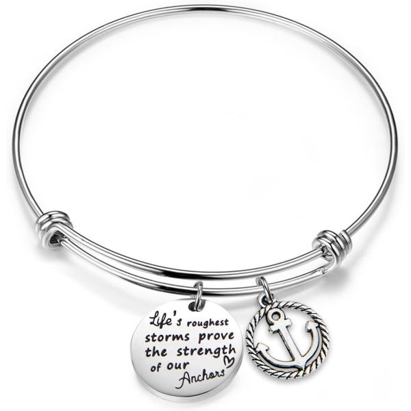 商品名bobauna Life's Roughest Storms Prove the Strength of Our Anchors インスピレーション 引用 ブレスレット キーホルダー, ステンレス鋼bobauna Life's Rou...