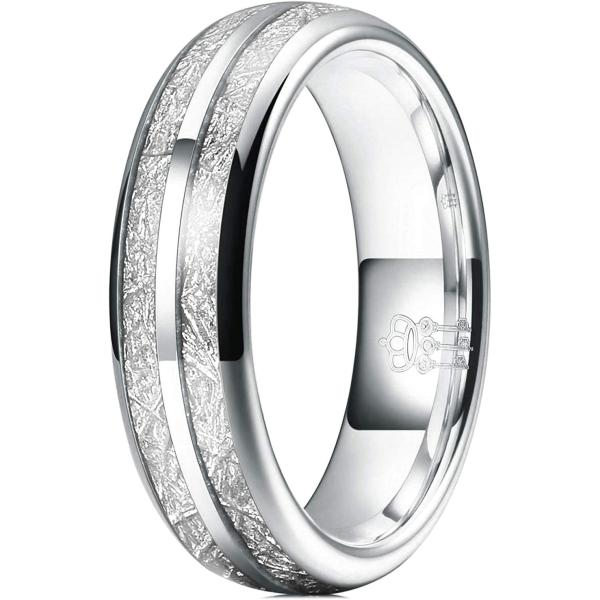 商品名THREE KEYS JEWELRY 6mm 8mm タングステン 結婚指輪 模造隕石 シルバー 光沢バンド, 非貴金属, ジェネリックTHREE KEYS JEWELRY Men Women Wedding Hunting 6mm ...