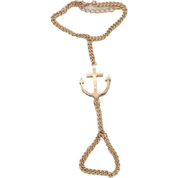 商品名Women Bracelet Gold Metal Hand Chain Fashion Jewelry Anchor Charm Ring Nauticalブランド：TrendyFashionJewelry商品サイズ：One siz...