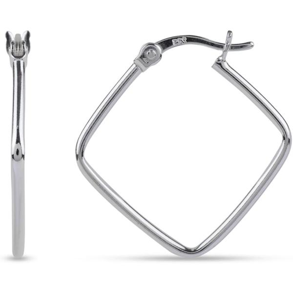 商品名LeCalla レディース スターリングシルバージュエリーライトウェイトスクエアの悪い小さなフープイヤリング シルバースクエア シルバーLeCalla Sterling Silver Jewelry Light Weight Squa...