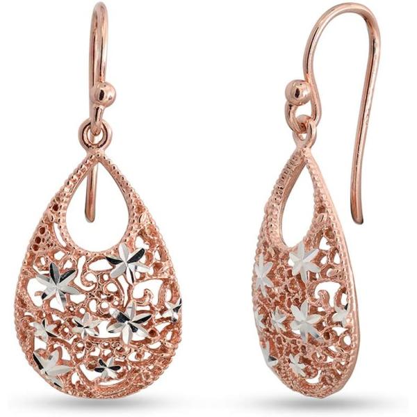 商品名LeCalla レディース スターリングシルバージュエリートルコの涙ドロップローズゴールドメッキダイヤモンドカットイヤリング 落とす ローズゴールドLeCalla Sterling Silver Jewelry Turkish Tea...