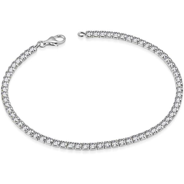 商品名925スターリングシルバーホワイトクリアラウンドCZクラシックテニスブレスレット、7.25 ""My Daily Styles Womens 925 Sterling Silver White Clear Round 2MM CZ C...