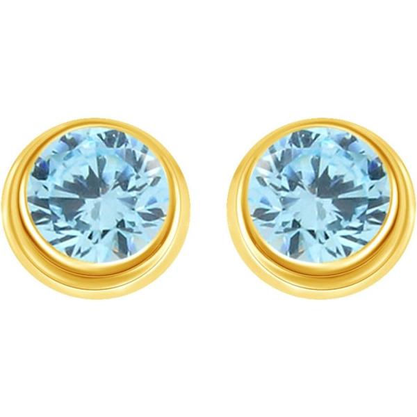 商品名スターリングシルバーシミュレートソリティアスタッドイヤリングバタフライPushbacksWishrocks Round Cut Bezel Set Simulated Aquamarine Solitaire Stud Earring...