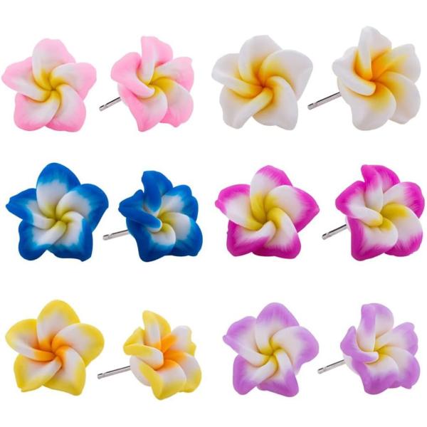 商品名mihihope Hawaiian Foam Artificial Plumeria Earrings Set for Little Girls Kids- Flower Stud Earrings Made of Polymer C...