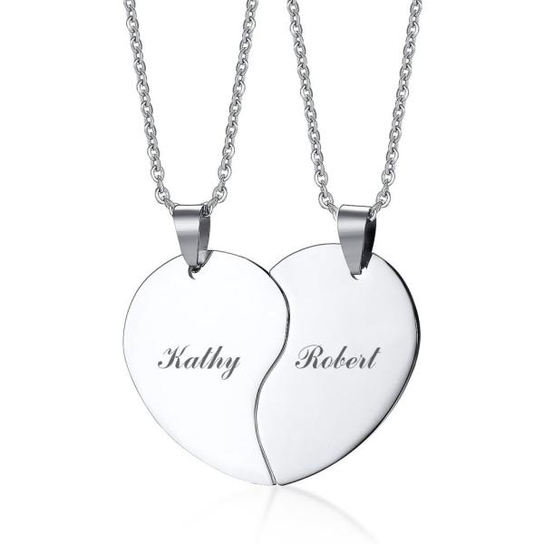 商品名Mealguet Jewelry ハートパズルペンダントネックレス ハート型 カスタムステンレススチール 2個セット 記念日のギフト カスタマイズ可Mealguet Jewelry Personalized Custom Stainl...