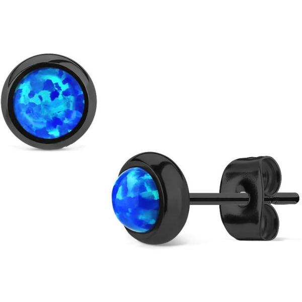 商品名ローバルドミネーション ペアベゼルセット オパール 316L サージカルスチールピアス - 18色の組み合わせからお選びください。PAIR Bezel Set Opal 316L Surgical Steel Earrings - c...