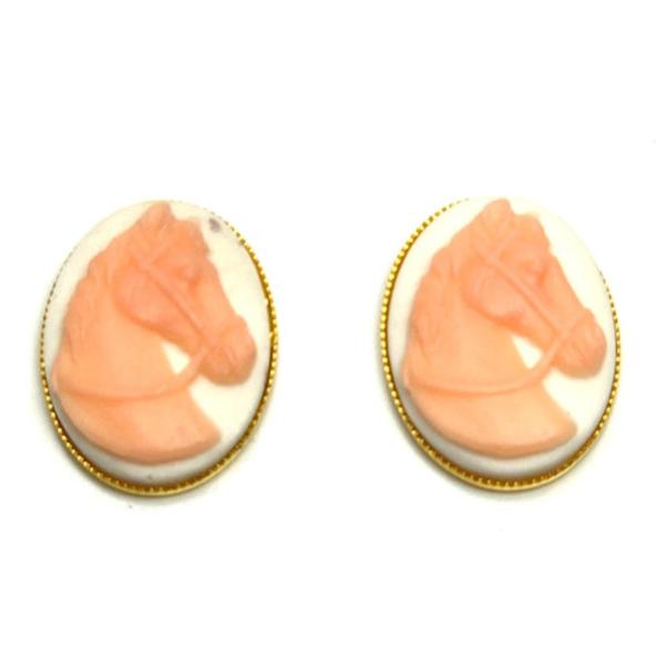 商品名: トレンディなファッションカメオHorse Cabochonスタッドポストイヤリングレディース/azaehc101 Trendy Fashion Cameo Horse Cabochon Stud Post Earrings for...