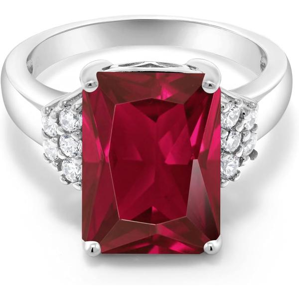 商品名[Gem Stone King] 8.30カラット シンセティック ルビー 指輪 リング レディース シルバー925 7月 誕生石Gem Stone King 925 Sterling Silver Red Created Ruby ...