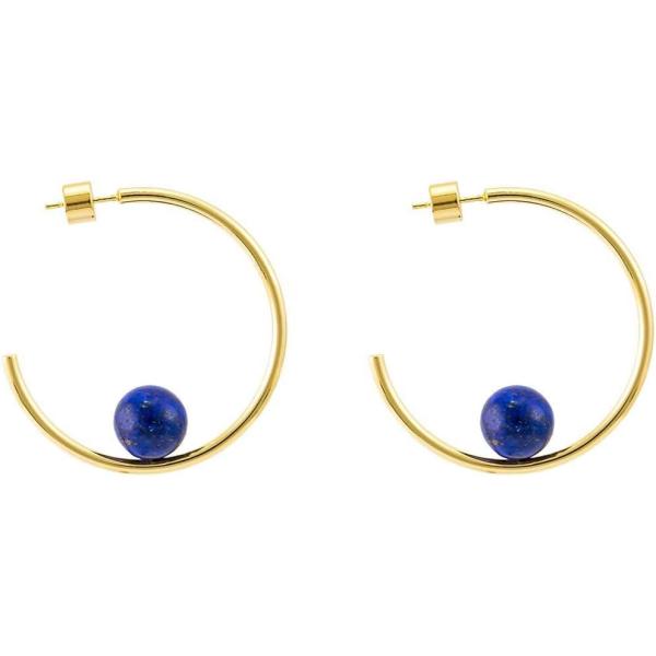商品名Lane Woods ラピスラズリ イヤリング ゴールド 925 スターリングシルバー ミニマリスト ジェムストーン イヤリング 18Kリアルゴールドメッキ オープンカフフープピアス ラピスラズリ付き レディース ガールズ 敏感な耳 ...