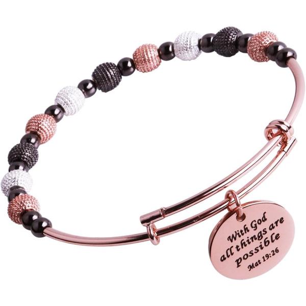 商品名azfeiya with God all things are possible 3カラービーズブレスレットInspirationalギフトレディースジュエリーAZFEIYA With God All Things Are Possi...