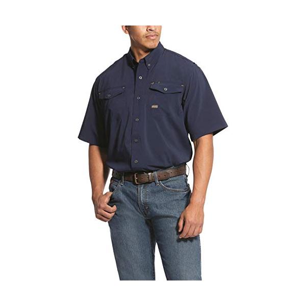 商品名: ARIAT メンズ 鉄筋 半袖 丈夫な通気口シャツ US サイズ: XX-Large カラー: ブルー Ariat Male Rebar Made Tough VentTEK DuraStretch Work Shirt Navy...