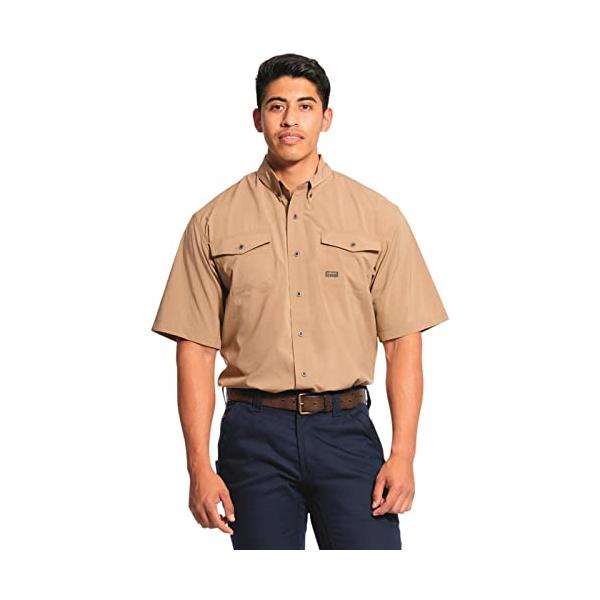 商品名: ARIAT メンズ 鉄筋 半袖 丈夫な通気口シャツ, カーキ, 4XL R Ariat Male Rebar Made Tough VentTEK DuraStretch Work Shirt Khaki 4X-Largeブランド...