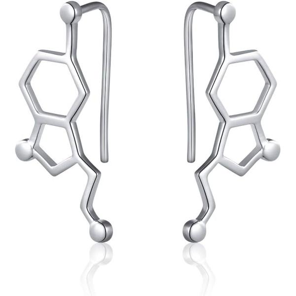 商品名JZMSJF 925スターリングシルバー セロトニン イヤリング スタッド カフ クライマー 化学 ジュエリー 女性 科学愛好家へのギフト, スターリングシルバー, キュービックジルコニアJZMSJF Serotonin Climbe...
