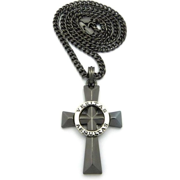 商品名ピラミッドJewelersメンズVeritas AequitasクロスBoondock SaintsペンダントチャームキューバチェーンネックレスPyramid Jewelers Mens Veritas Aequitas Cross ...