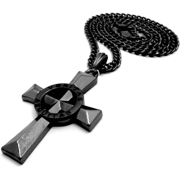 商品名Pyramid Jewelers メンズ Veritas Aequitas クロス ボンドック セインツ ペンダント チャーム キューバチェーンネックレスPyramid Jewelers Mens Veritas Aequitas C...