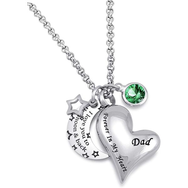 商品名YOUFENG 遺灰ネックレス I Love You to The Moon and Back for Dad 火葬 ロケット 誕生石ジュエリー シルバーYOUFENG Urn Necklaces for Ashes I Love Y...