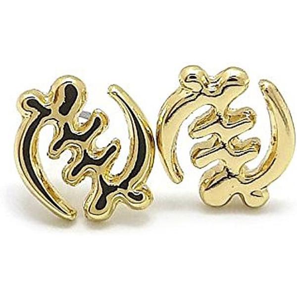 商品名光沢仕上げのAdinkraシンボルGye Nyameスタッドイヤリング。ゴールド調。Polished Adinkra Symbol Gye Nyame Stud Earrings in Gold-Toneブランド：NYFASHION1...
