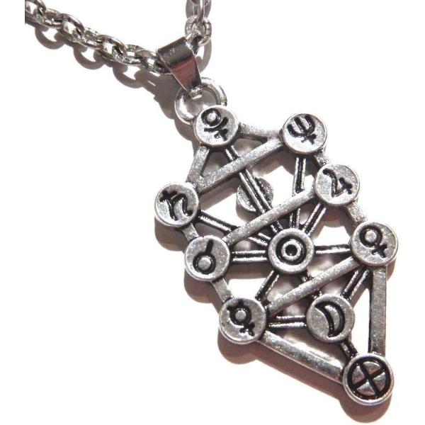 商品名セフィロス 生命の樹 オカルトカバラ シルバートーン 占星術ペンダント チェーンネックレス, One Size Fits All, 金属合金。Sephiroth Tree of Life Occult Kabbalah Silvert...