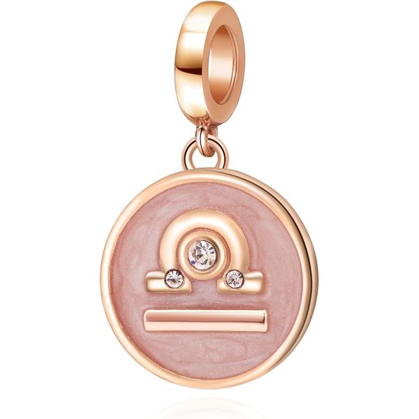 商品名ローズゴールド星座サインチャーム925スターリングシルバーConstellationダングルチャーム、ヨーロピアンブレスレットRose Gold Zodiac Sign Charms 925 Sterling Silver Const...